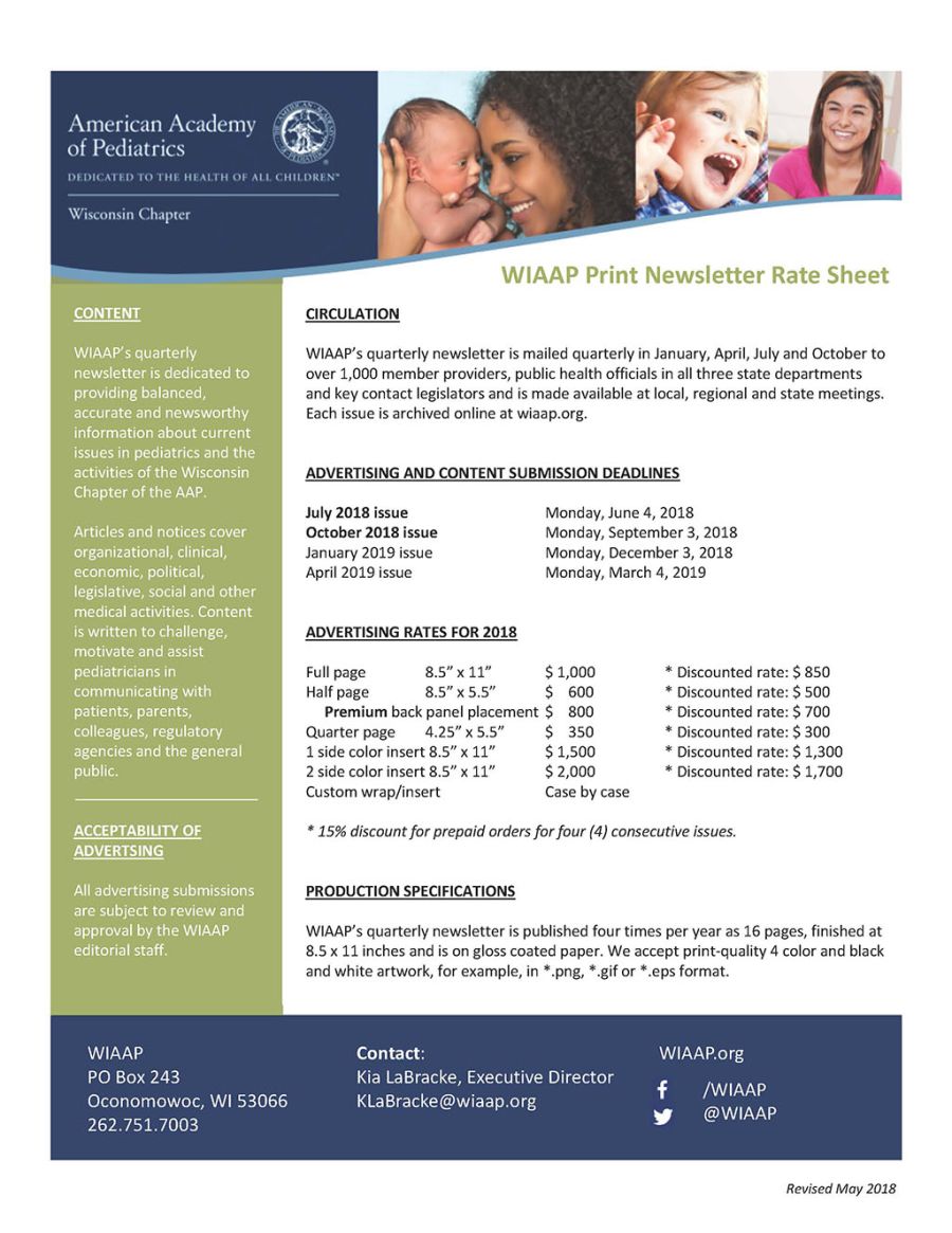 Advertising Rate Sheet 2018 | WIAAP